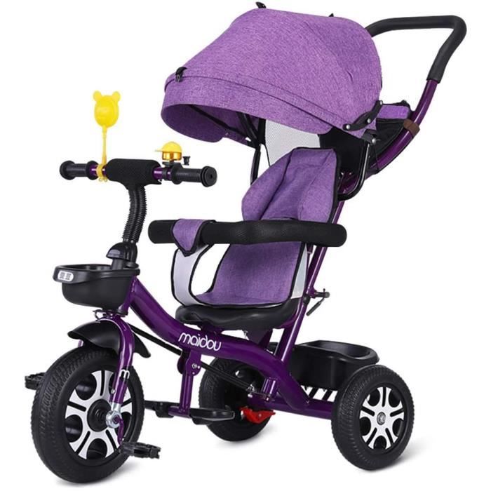 Tricycle BéBé éVolutif Velo Pliable Poussette avec Canne et Roues ...