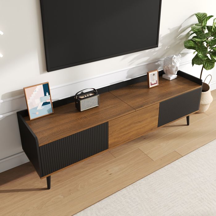 Meuble TV - Banc TV Bas avec Portes et Rangement, design Moderne ...