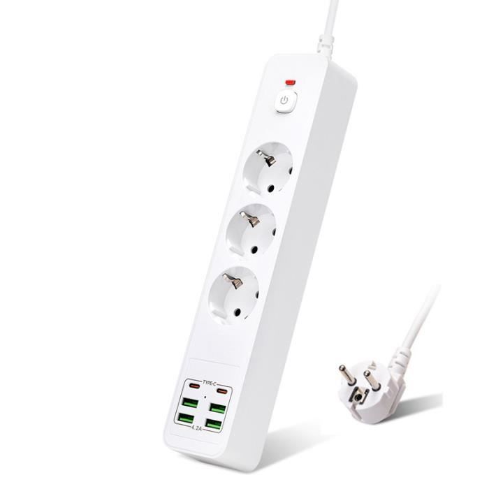 BKL03-3AC Blanc---Multiprise ue 3AC 3000W avec rallonge de 2m, Ports ...