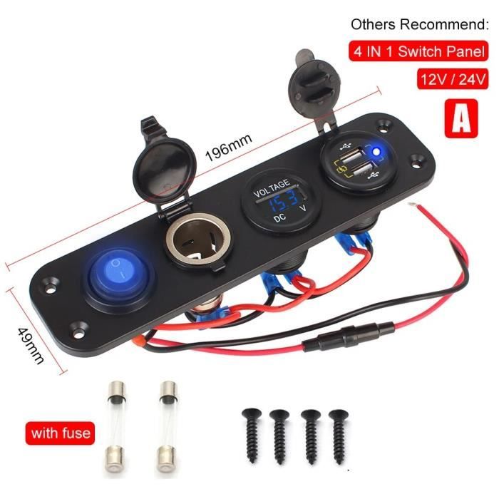 4 en 1 a -Panneau d'interrupteur 12V 12V 3 boutons Car bascule Light USB Chargers 3,0 volts ...