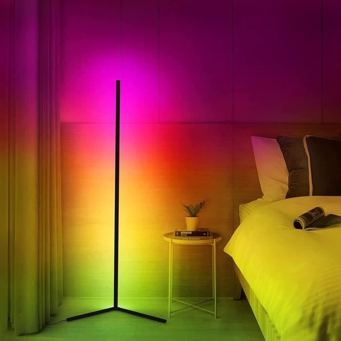Lampadaire sur Pied Salon Lampadaire LED sur Pied D'angle Lampe Salon avec télécommande RGB ...