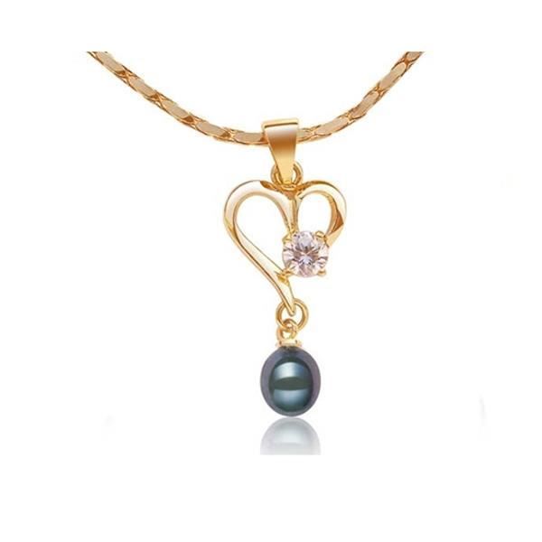 Collier Perle en forme de Coeur Noir - Achat / Vente sautoir et collier ...