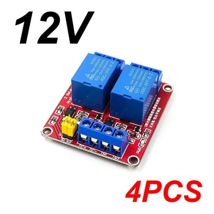 Couleur 12V 2CH X 4PCS Module de relais 12V 5V 2 canaux 4-6-8, supporte ...