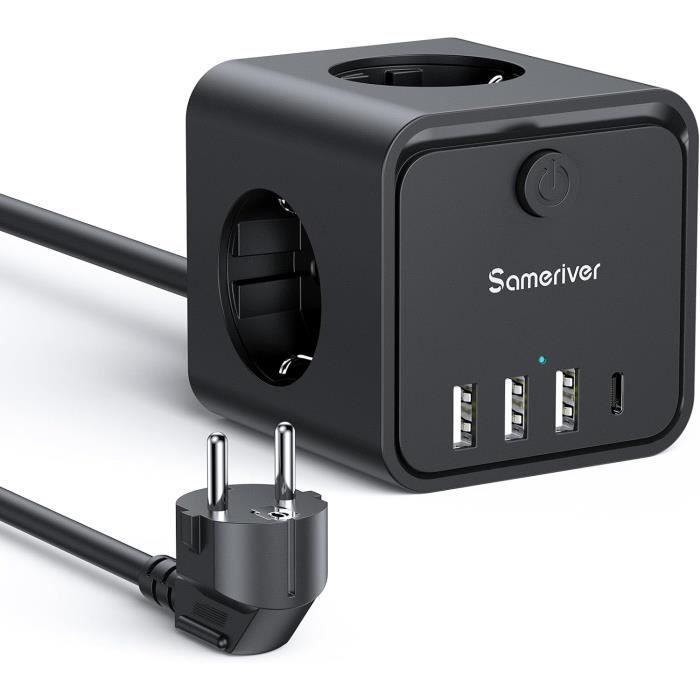 Multiprise USB Cube,Cube Rallonge Multiprise 2M avec 3 Prises AC,3 USB ...