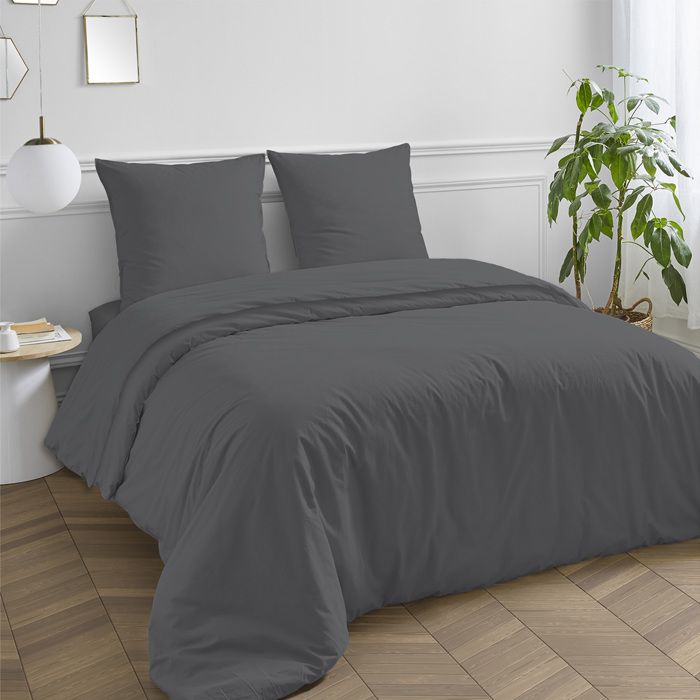 Le Roi du Matelas - Housse de couette percale Gris Foncé - 220x240 cm ...