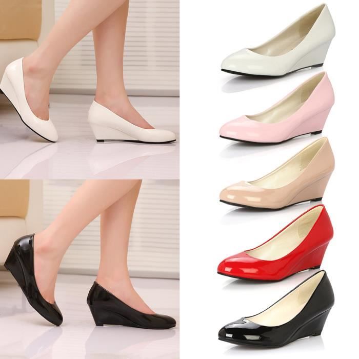 Chaussures vernies Femme Talon Haut Pente Bout Arrondi - Achat / Vente ...