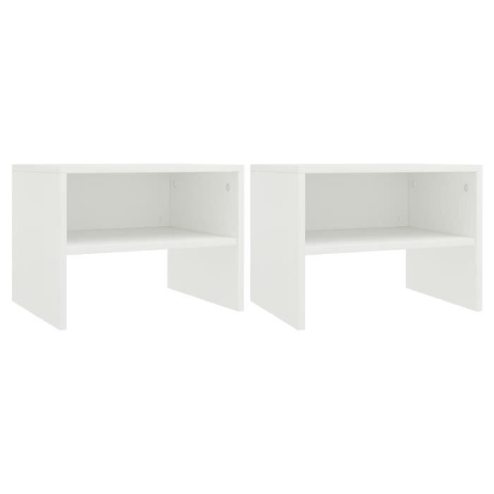 LEX Meubles - Tables de chevet 2 pcs Blanc 40x30x30 cm Bois d ...