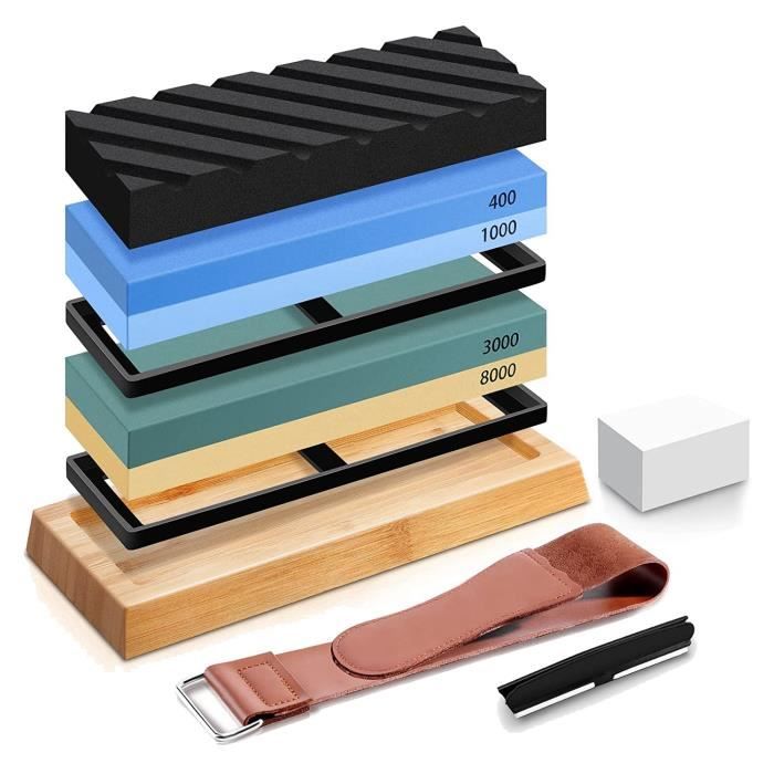 Sharpening Stone Whetstone Set, 4 Side Grit 400-1000 3000-8000 ...