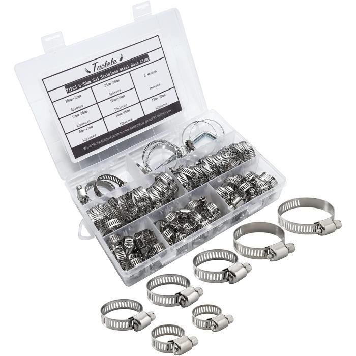 71 Pièces Collier de Serrage Réglables 6-38mm Colliers de Serrage en ...