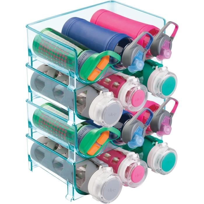 Range Bouteille (Lot de 4) – Porte Bouteille en Plastique sans BPA pour Ranger jusqu'à 3 ...