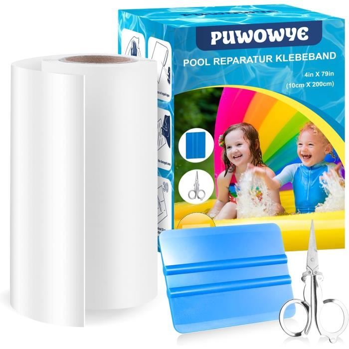 PUWOWYE Kit Reparation Piscine, Reparation Liner Piscine 10 cm x 200 cm ...