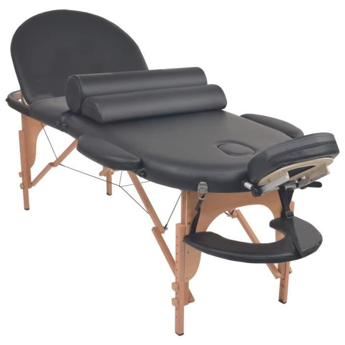 Table De Massage Pliable 4 Cm Dépaisseur Et 2 Traversins Noir Yin