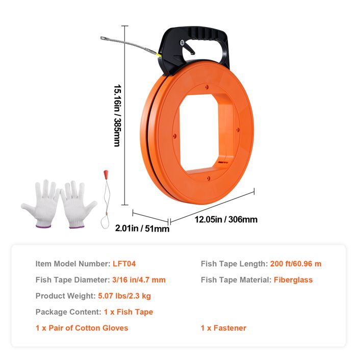 Tire-fil en Fibre de Verre - DUOKU - LFT04 - 61 m - 4,7 mm - Outil de ...
