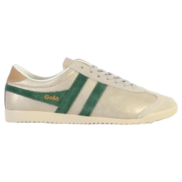 Tennis Basket Basses - GOLA - Bullet Blaze - Femme - Cuir - Or/Vert ...