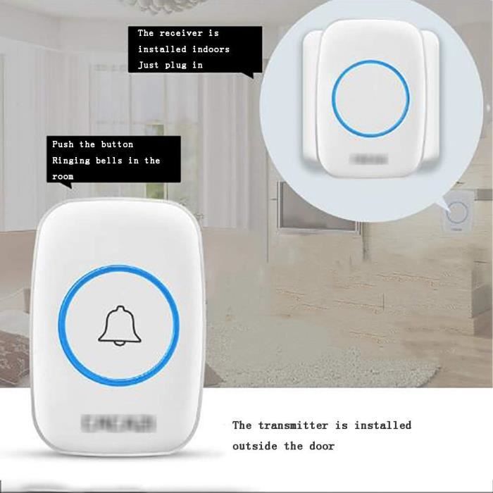 Kit De Sonnerie Sans Fil Étanche,Kit De Carillon De Porte Longue Portée ...
