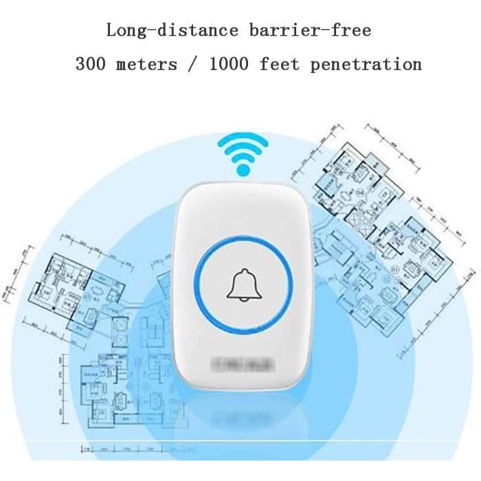 Kit De Sonnerie Sans Fil Étanche,Kit De Carillon De Porte Longue Portée ...