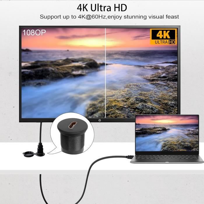 4K HDMI Fileté Embarqué Voiture étanche Cable HDMI 1.4 Male à Femelle ...