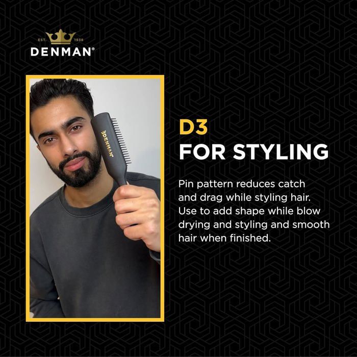 Jack Deay Denman Curly Hair Brush D3 (All Black) 7 Row Styling Brush ...