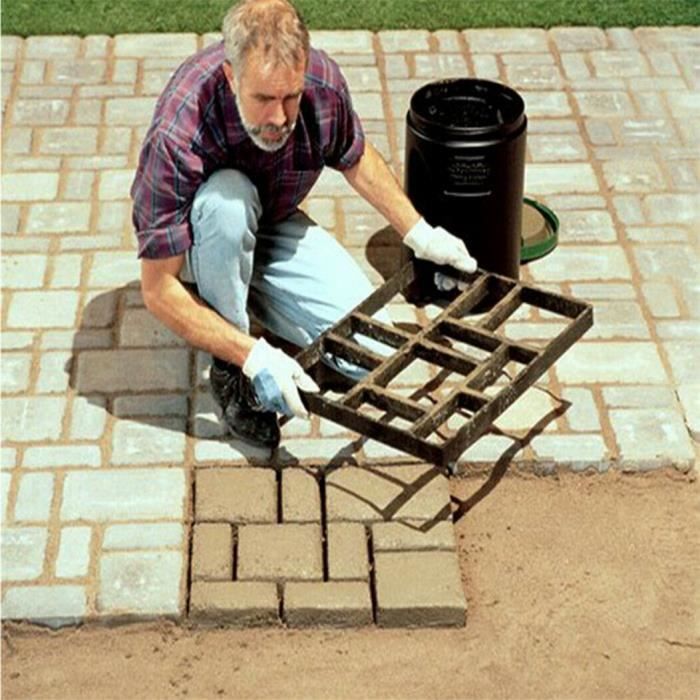 Moule à Pavé Béton en Résine UNHO - Carré 60x50cm - Pour Jardin Allée ...