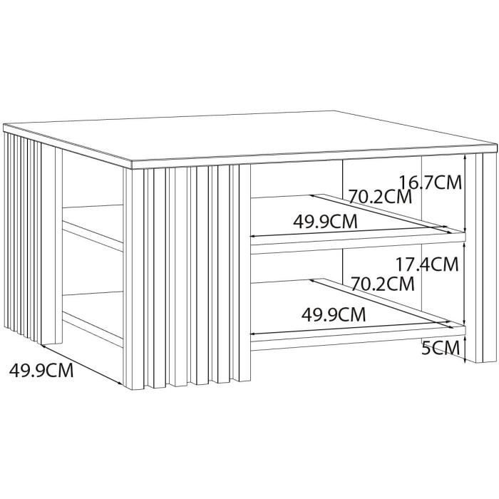 Table basse CARDIGAN - Décor chêne artisan et noir - L80 x P80 x H45 cm ...