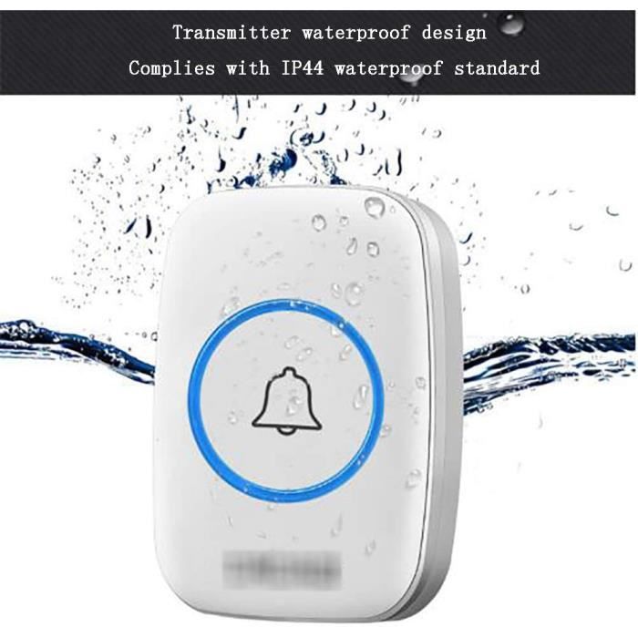 Kit De Sonnerie Sans Fil Étanche,Kit De Carillon De Porte Longue Portée ...