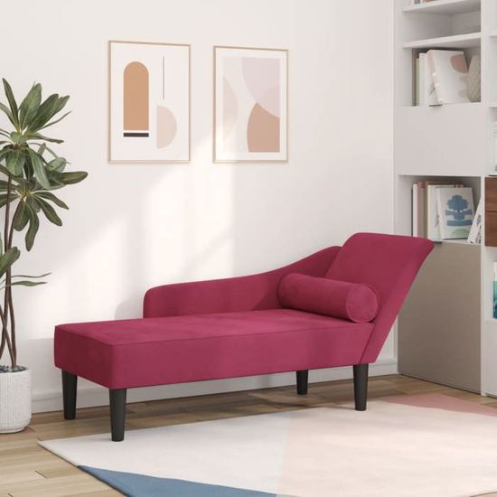 Meridienne salon-Chaise longue - avec coussins rouge bordeaux velours ...