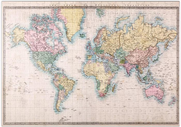 Carte du Monde D'après La Projection De Mercator, 1860 - Premium 500 ...