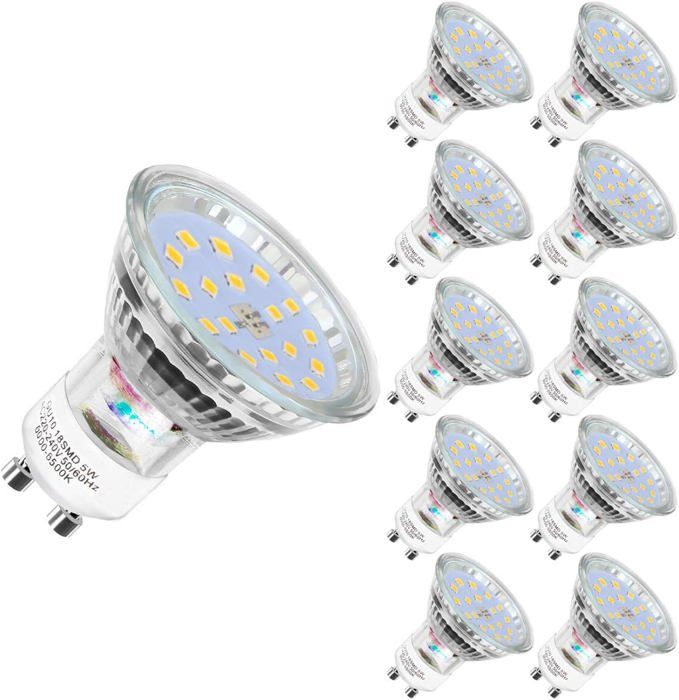 Ampoules LED GU10 5W quivalent 60W 600lm Blanc Froid 6000K 120 Larges Faisceaux Ampoules LED ...