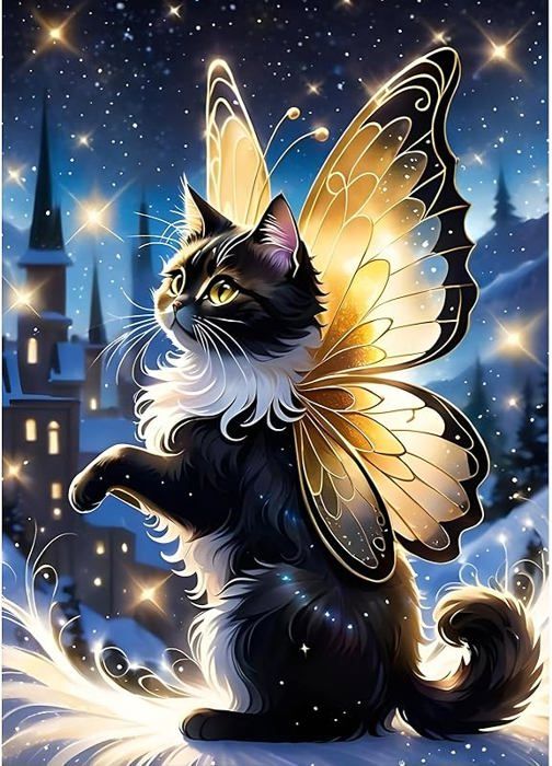 HNE 5D Chat Noir Diamond Painting Kits DIY Broderie Chaton Art du Diamant Painting Kit Complet ...