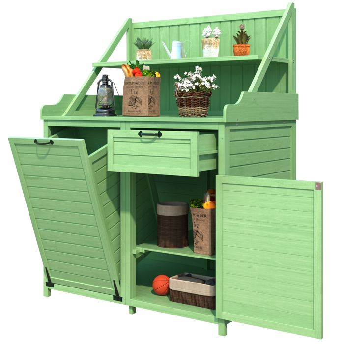 Armoire de jardin en bois,Armoire de jardin avec étagères Outdoor ...
