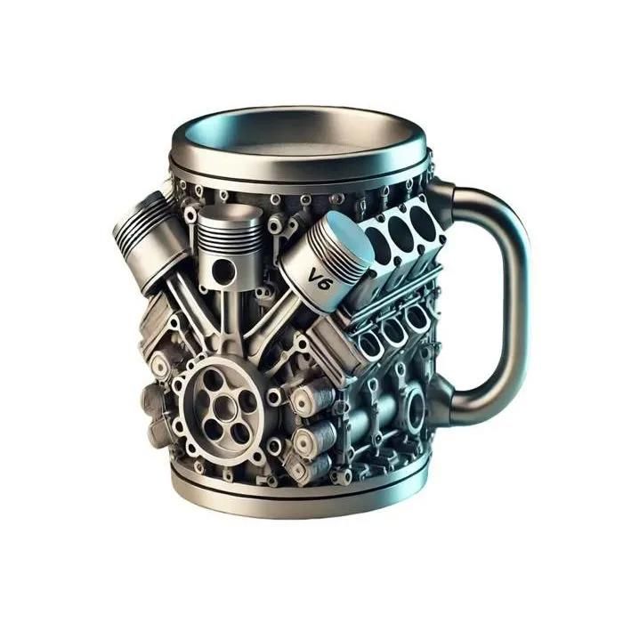 Tasse De Café En Moteur De Voiture,V6 Engines Stainless Steel Mug with ...