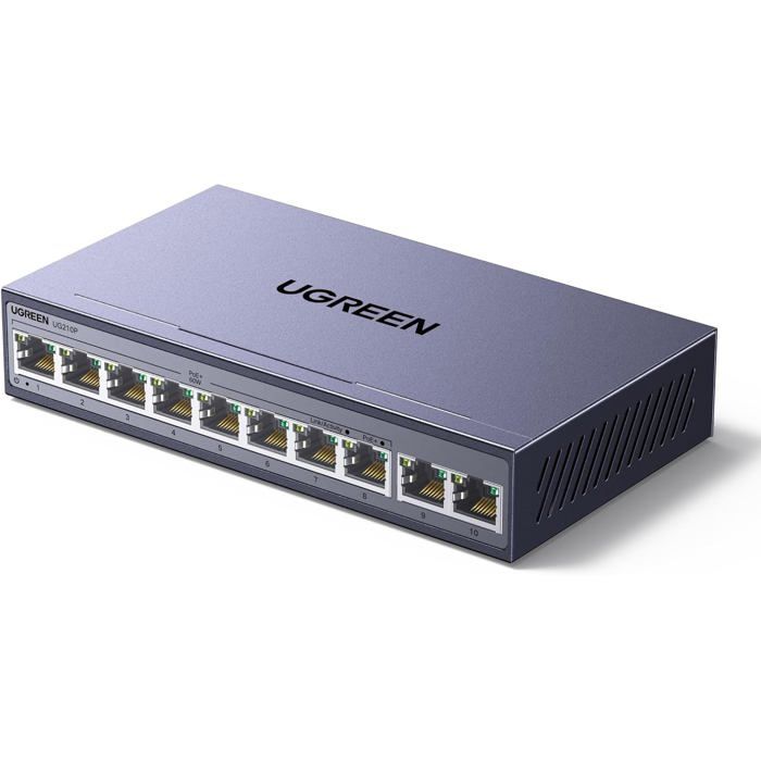 Switch Ethernet PoE 10 Ports - SWAPY - Gigabit - 8 Ports PoE+ - 60W ...
