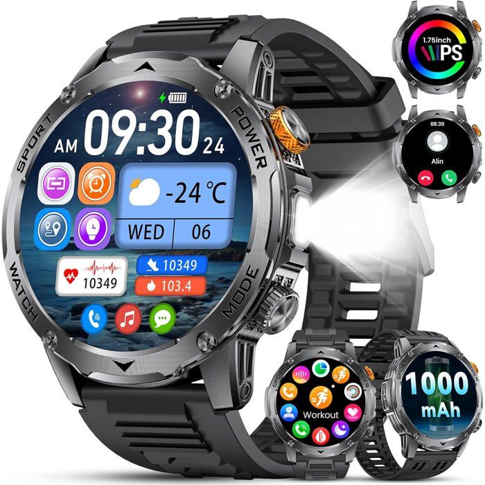 Montre connectée homme - ZOKKO - 1,75" AMOLED HD - Autonomie 50 jours ...