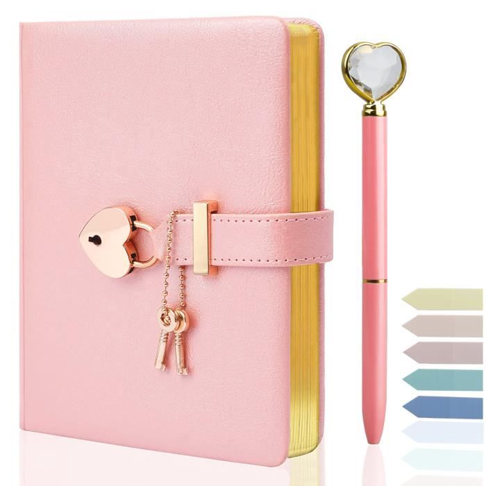 Journal Intime Fille avec Cœur Cadenas et Clé, Carnet Secret Rose en ...