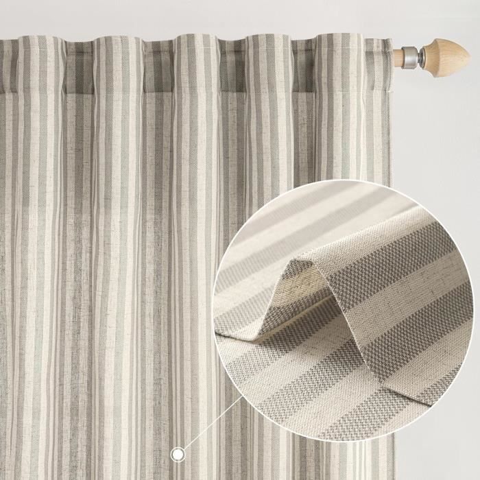 Miulee Rideaux À Rayures Verticales Gris Classiques Pour Salon, Rideaux ...