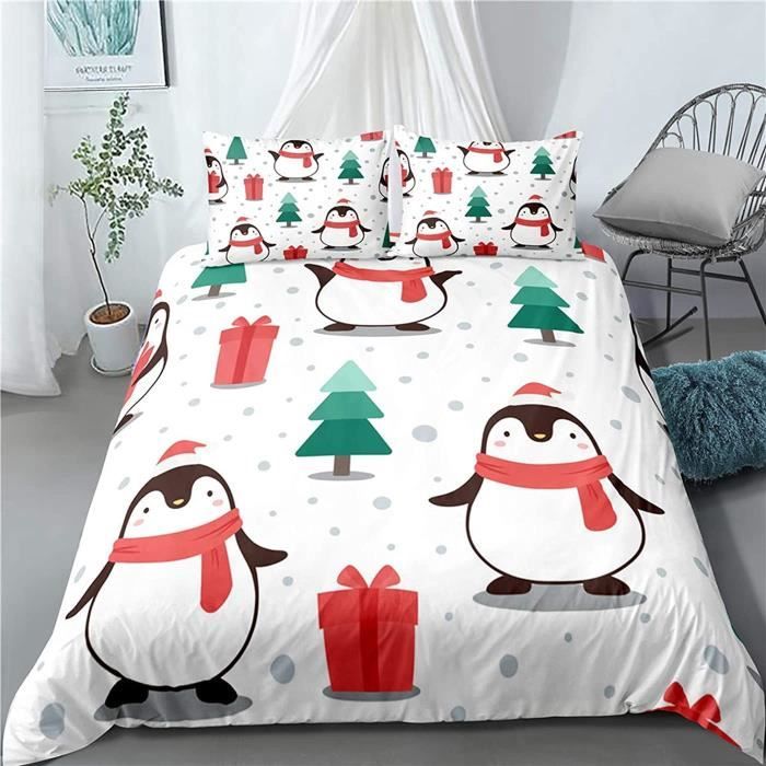 Housse de Couette Pingouin de Noël,Ensemble de literie Glacier Animal ...