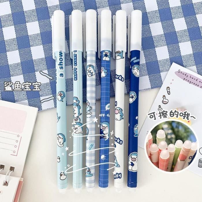 Ensemble de stylos Gel effaçables Kawaii, recharge stylo à bille bleu ...