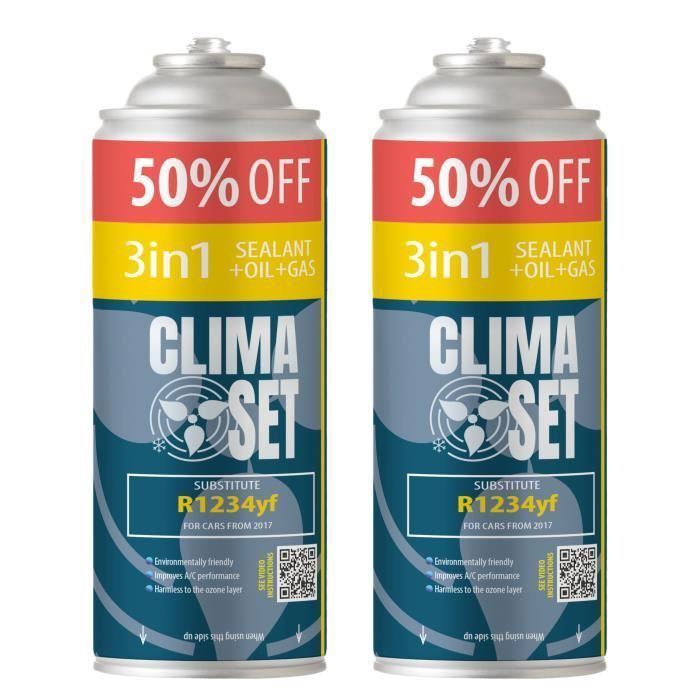CLIMASET Kit de recharge de climatisation 2x 3in1 R1234yf XL 2x 470g ...