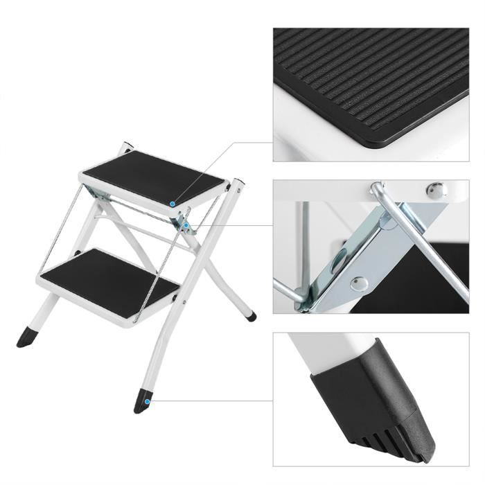 Tabouret-Escabeau - DRFEIFY - Mini K - 2 marches - Pliant - Anti ...