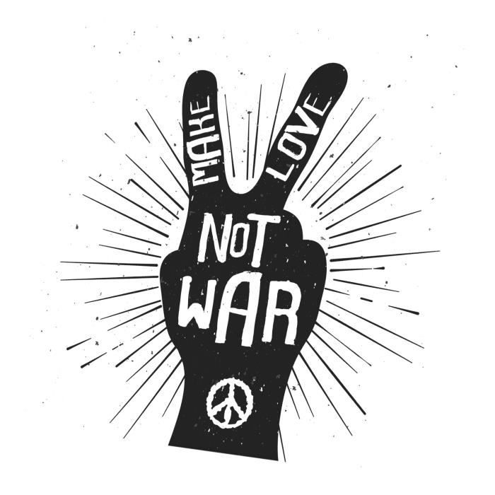 Tableau Décoratif Make Love Not War Peace Signe Hippie Psychedelique 70