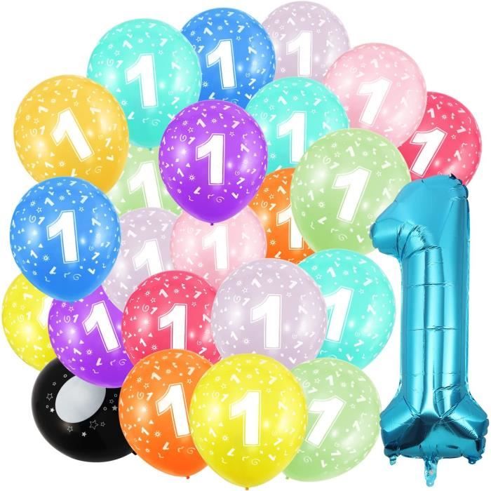 Ballons Anniversaire 1 Bleu - 100Cm - Ballon Chiffre 1 Numéro 1-20 ...