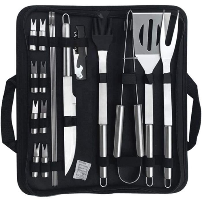 LINGSFIRE 18Pcs Kit Barbecue Portable, Outils Barbecue Ustensiles ...