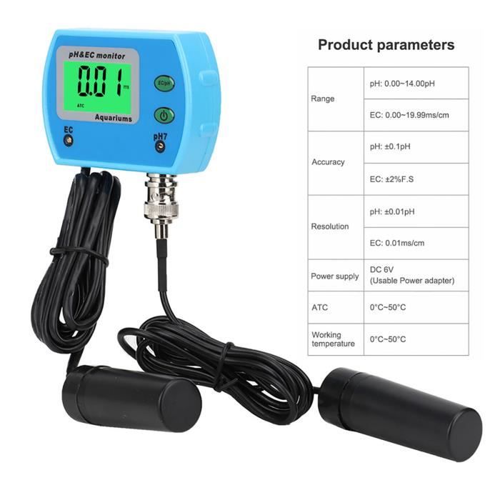 2 En 1 PH Meter EC Meter Moniteur multifonctionnel de qualité de l'eau ...