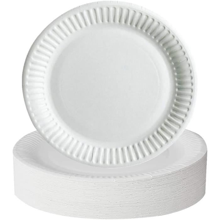 ® Lot De 100 Assiettes En Carton Jetables En Bagasse Pour Fête ...