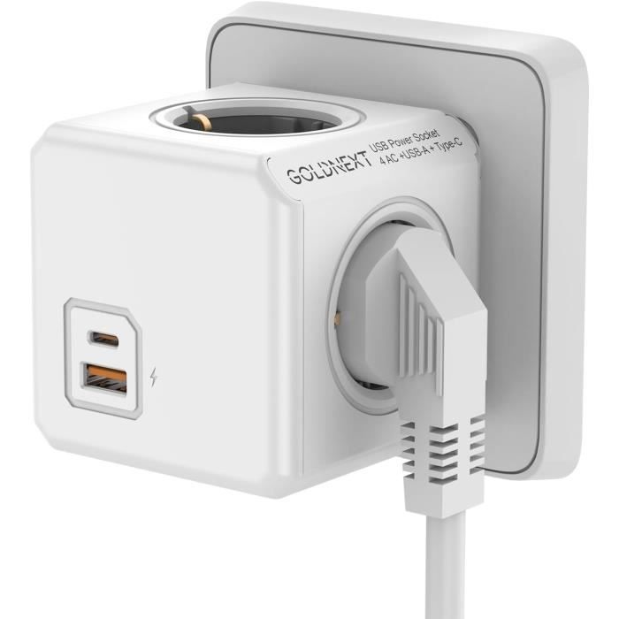 Multiprise Usb C, Prise Multiple Usb Cube 6-En-1 Bloc Multiprise Murale ...