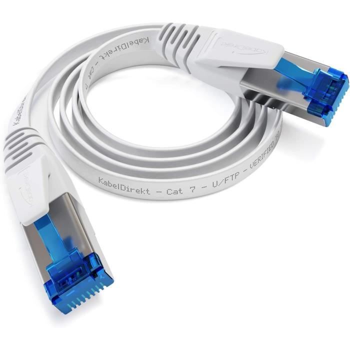 \ Cable Ethernet Plat, Particulièrement Flexible \ 0,25 M (Cat7, Câble ...