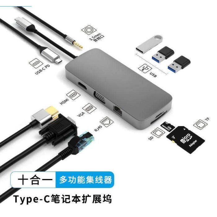 NS02557-Station d'accueil HUB USB Type C vers HDMI. adaptateur OTG VGA ...