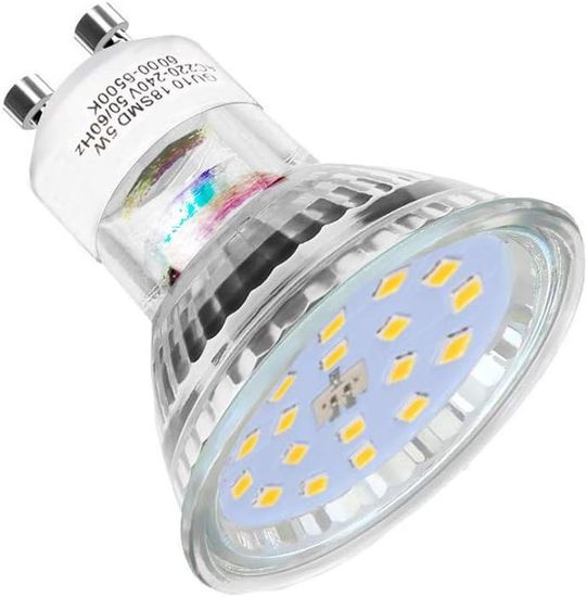 Ampoules LED GU10 5W quivalent 60W 600lm Blanc Froid 6000K 120 Larges Faisceaux Ampoules LED ...