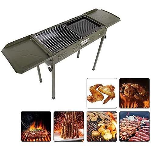 Barbecue à charbon pliable, barbecue portable d'extérieur avec support ...