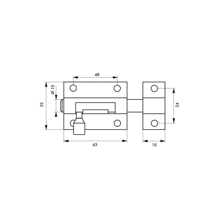 SP - Targette pour meuble, 60mm, nickel satin, pêne rond - SP ...